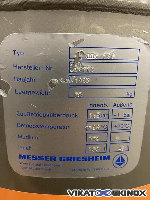 MESSER GRIESHEIM type APOLLO 100 Biosafe nitrogen storage tank 100 ...